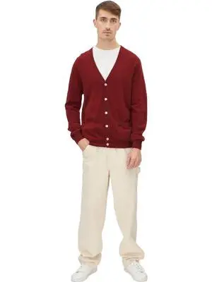 GOBI MONGOLIAN CASHMERE Essential Cashmere V-Neck Cardigan Bordeaux