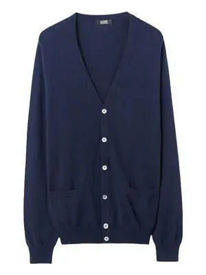 GOBI MONGOLIAN CASHMERE Essential Cashmere V-Neck Cardigan Navy