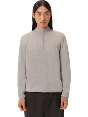 GOBI MONGOLIAN CASHMERE Essential Half-Zip Cashmere Sweater Dawn Blue