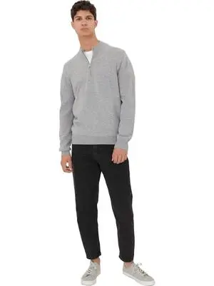 GOBI MONGOLIAN CASHMERE Essential Half-Zip Cashmere Sweater Vapor Blue