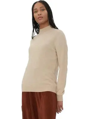 Gobi Cashmere Mock Neck Sweater - Beige
