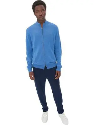 Gobi Cashmere Essential Full-Zip Cashmere Cardigan Blue