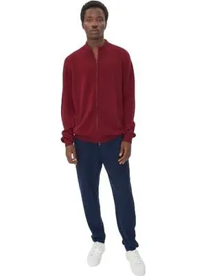 Gobi Cashmere Essential Full-Zip Cashmere Cardigan Bordeaux