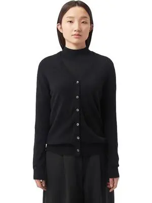 Gobi Cashmere Essential Cashmere V-Neck Cardigan Black