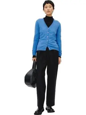 Gobi Cashmere GOBI Mongolian Cashmere Essential V-Neck Cardigan Blue