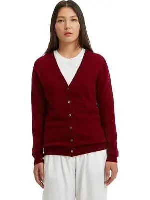 Gobi Cashmere Essential Cashmere V-neck Cardigan - Bordeaux