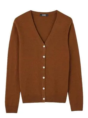 Gobi Cashmere GOBI Mongolian Cashmere Essential V-Neck Cardigan Chipmunk