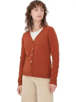 Gobi Cashmere Essential Cashmere V-Neck Cardigan Sugar Almond