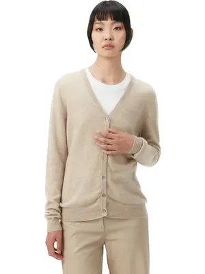 Gobi Cashmere Essential Cashmere V-Neck Cardigan Warm Grey