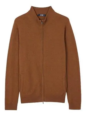GOBI MONGOLIAN CASHMERE Essential Cashmere Full-Zip Cardigan Chipmunk