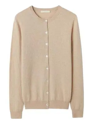 GOBI MONGOLIAN CASHMERE Essential Cashmere Crewneck Cardigan Beige