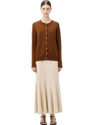 Gobi Cashmere Essential Cashmere Crewneck Cardigan Chipmunk