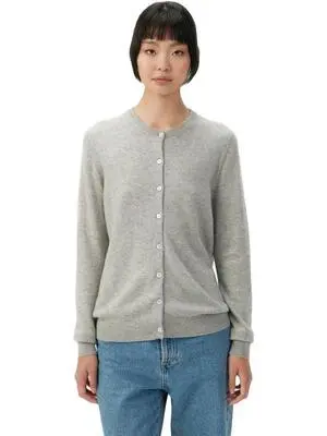 GOBI MONGOLIAN CASHMERE Essential Cashmere Crewneck Cardigan Dawn Blue