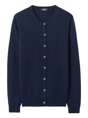 GOBI MONGOLIAN CASHMERE Essential Cashmere Crewneck Cardigan Navy