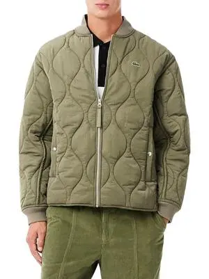Lacoste Water-repellent Quilted Bomber Jacket - Khaki