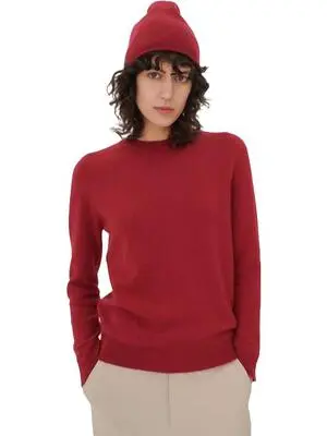 Gobi Cashmere Cashmere Hat & Sweater Set Cabernet
