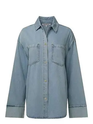 WeWoreWhat Denim Cuff Shirt - Light/mid Wash