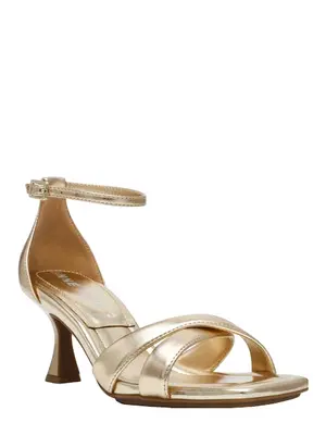 Anne Klein Joss Ankle Strap Kitten Heel Sandals - Light Gold