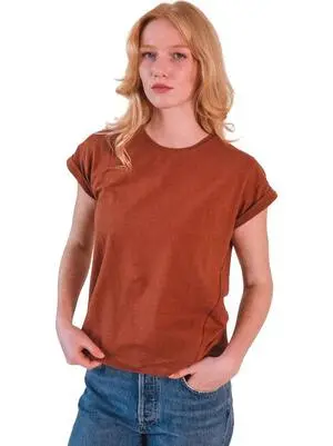 POPLINEN Jane Cuffed Hemp Tee - Pecan