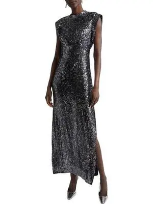 St. John Sequin Embroidered Gown - Black