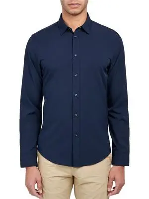 BROOKLYN BRIGADE Slim Fit Performance Long Sleeve Shirt Navy