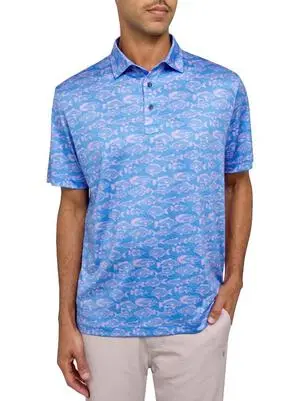 CON.STRUCT Regular Fit Regular Fit Fish Print Recycled Performance Golf Polo - Pink