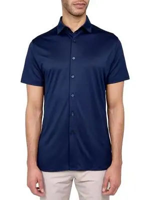 CON.STRUCT Regular Fit Solid Recycled Performance Golf Button-down Shirt Navy
