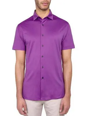 CON.STRUCT Regular Fit Solid Recycled Performance Golf Button-down Shirt Purple