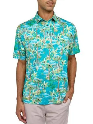 CON.STRUCT Regular Fit Tropical Birds Print Recycled Performance Golf Polo - Multi