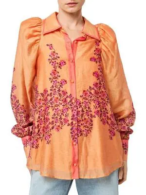 CIEBON Valerie Embroidered Shirt - Coral Blush