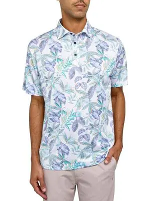 CON.STRUCT Regular Fit Sketch Leaves Print Recycled Performance Golf Polo Multi