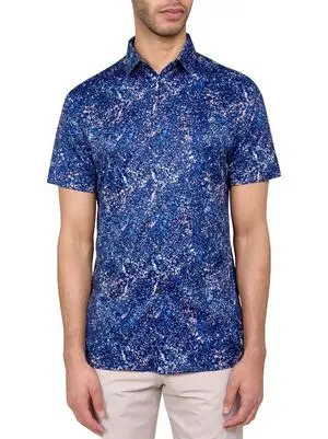 CON.STRUCT Regular Fit Splatter Print Recycled Performance Golf Button-down Shirt - Multi