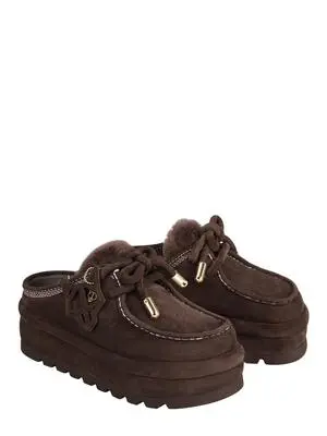 NAKED WOLFE Naked Wolfe Blizzard Genuine Shearling Platform Clog Brown