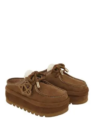 NAKED WOLFE Naked Wolfe Blizzard Genuine Shearling Platform Clog Tan-suede/shearling