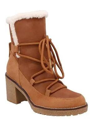 Mia Holiday Faux Shearling Bootie - Cognac