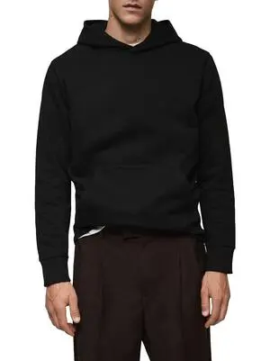 Mango MANGO Cotton-Blend Pullover Hoodie Black