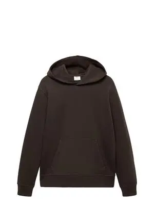 Mango MANGO Cotton-Blend Pullover Hoodie Chocolate