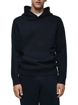 Mango Cotton-blend Pullover Hoodie - Dark Navy