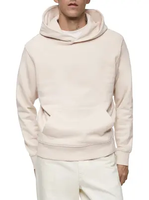 Mango MANGO Cotton-Blend Pullover Hoodie Ecru