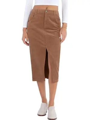 WASH LAB DENIM Daily Corduroy Slit Skirt - Caramel