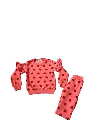 LOLA + THE BOYS Strawberry Print Jogger Set - Pink