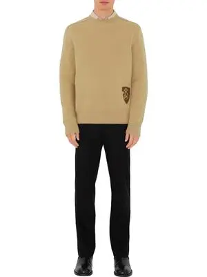Burberry Burberry B Shield Wool Blend Sweater Sand