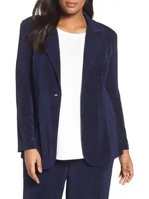 Vikki Vi One-button Stretch Knit Blazer - Navy