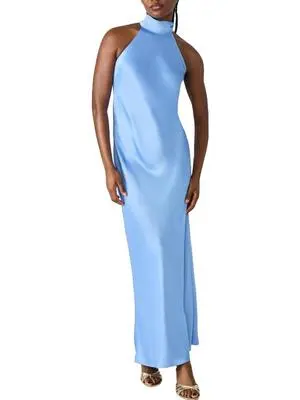 Steve Madden Lara Satin Maxi Dress - Aurora Blue