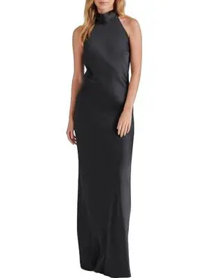 Steve Madden Lara Satin Maxi Dress - Black