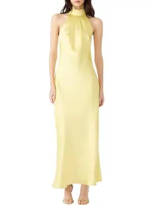 Steve Madden Lara Satin Maxi Dress - Butter Yellow