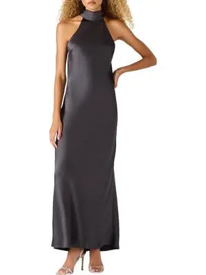Steve Madden Lara Satin Maxi Dress - Dark Slate