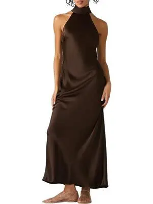 Steve Madden Lara Satin Maxi Dress - Demitasse