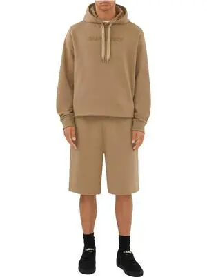 Burberry Logo Cotton Shorts Camel