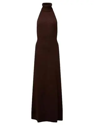 WeWoreWhat Open Back Halter Maxi Dress - Brown